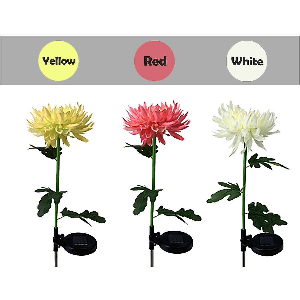 3PCS Outdoor Solar Garden Lights,Spring Artificial Chrysanthemum Waterproof Solar Light LED Lamp, Outdoor Garden Simulation Flower Lawn Lights Home Garden Decor