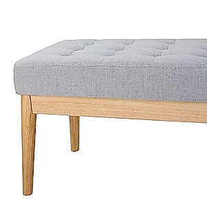 Christopher Knight Home Saxon Fabric Bench, Light Grey, 15.75” D x 43.50” W x 17.00” H
