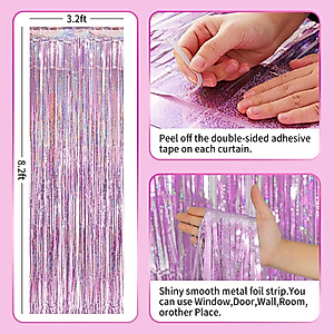 Pink Curtains for Pink Party Decorations, 3 Pack 3.3ft x 8.3ft Pink Streamers for Birthday Girl Princess Bachelorette Euphoria Theme Party Decorations, Pink Backdrop Photo Booth Props Party Supplies