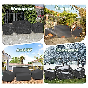 Outdoor Furniture Cover Waterproof, 4-Piece Patio Furniture Covers for 4 PCS Patio Outdoor Conversation Set, Included: Ourdoor Loveseat Cover, 2 Patio Chair Covers, Outdoor Coffee Table Cover-Grey