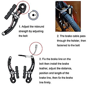 Lomodo 6 Pieces Bicycle Brake Accessories Including 2 Pack Aluminium Alloy Brake Levers (2.2 cm in Diameter) and 2 Pair V Brake Set and 2 Pack Brake Wire for Mountain/Road/MTB Bike(Red)