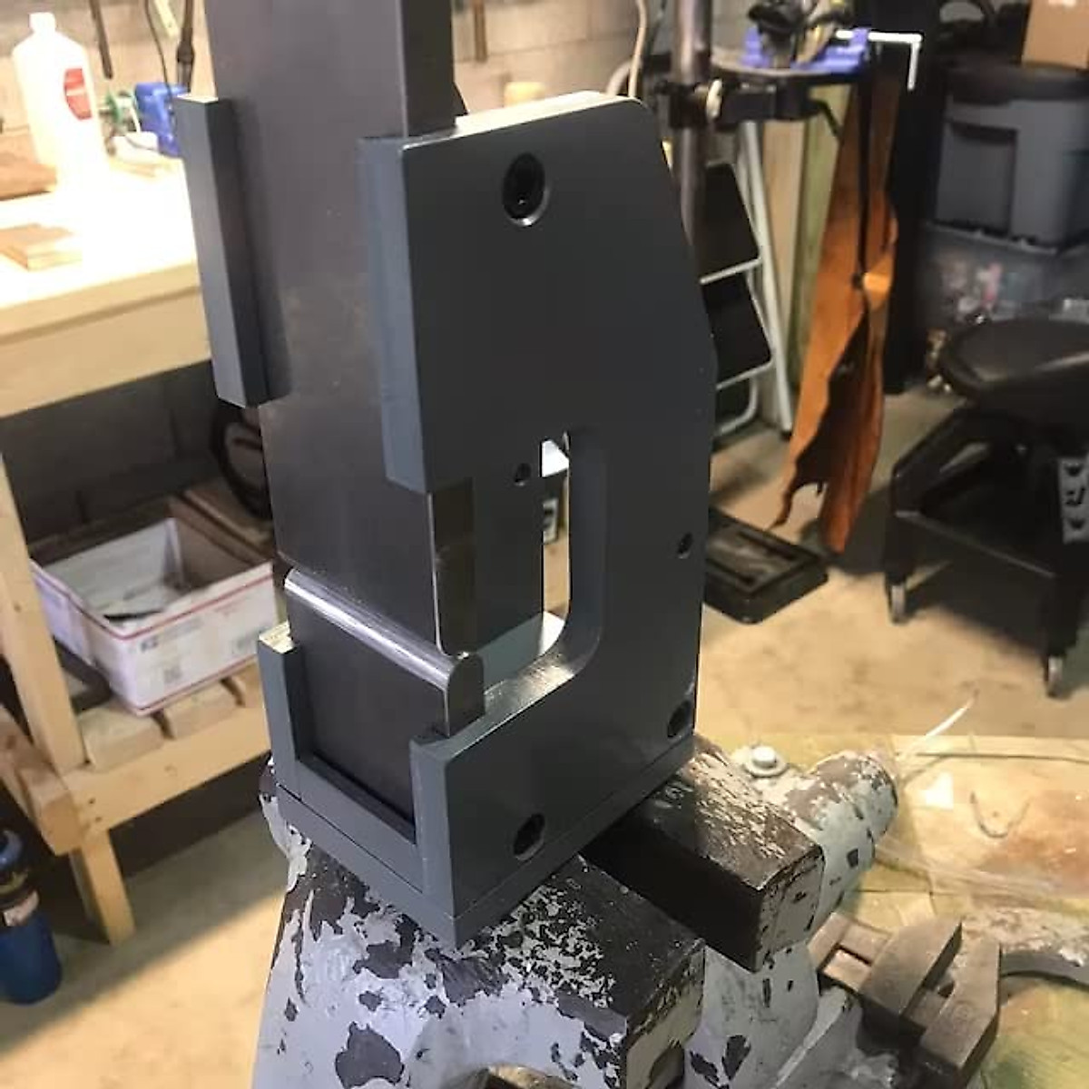 5 Pcs Blacksmith G2 Guillotine Tool, Blacksmith Slash Fullering Tool with Flat Dies for Round or Square Shoulders, Leaves, Cat Tails, Candle Cups etc, Black