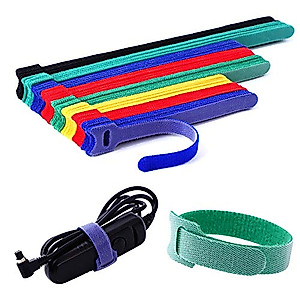 Ainuowei 80 pcs Reusable Fastening Cable Ties 3 Sizes 6/8/10 inch Adjustable Cord Ties Cord Straps Cable Organizer Hook and Loop Ties for Cord Management，5 Colors