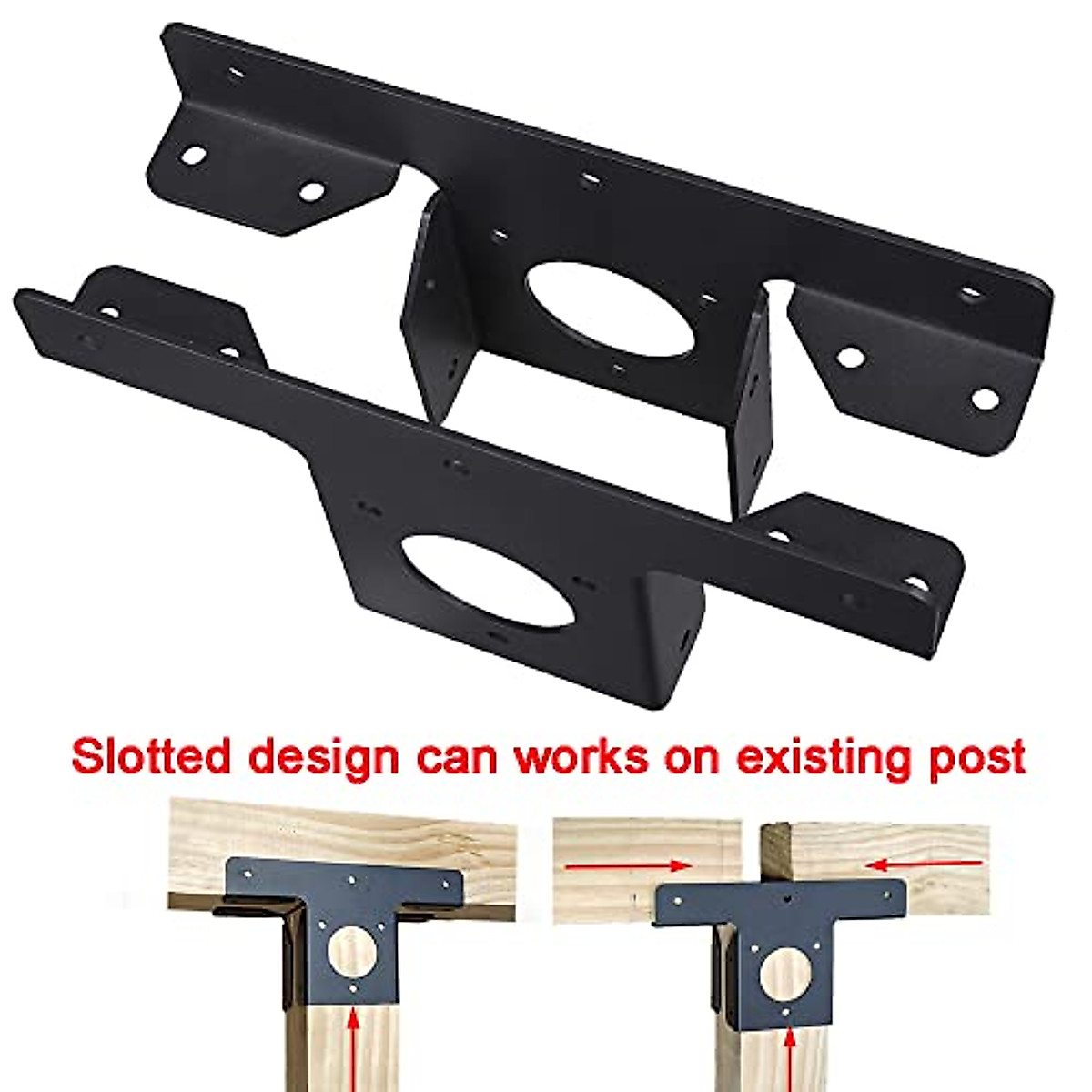 Chooglkj 2Pcs Heavy Duty Pergola Corner Brackets Extension 3-Way T Brackets for 4x4 (Actual:3.5 Inch) Post Bracket Pergola Gazebo Kit (2)