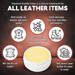 Angelus Saddle Soap Leather Cleaner Conditioner and Leather Softener, Paste for Boots, Shoes, Luggage - 3 Oz.