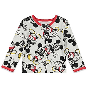 Disney Mickey Mouse Infant Baby Boys Zip-Up Long Sleeve Sleep N' Play Coverall Red & Gray 12 Months