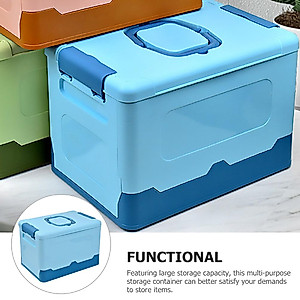 Beaupretty Plastic Storage Box Folding Carry Box Tool Organizer Portable Handled Case Lockable Container Sundries Organizer for Arts Crafts Cosmetic Sewing Washi Tape Blue