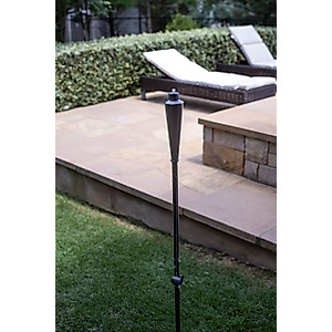 BIRDROCK HOME Mallorca Outdoor Torches - Relaxing Backyard Lighting, Easy Refill Extra Wide Mouth, Adjustable Height, Citronella Oil Compatible - Set of 4, Black, 13oz