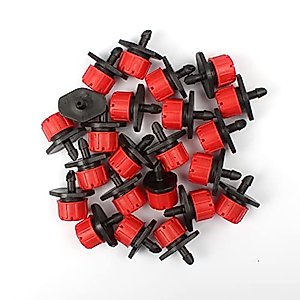 NUTJAM 100 Pack Adjustable Watering Sprinklers, 1/4 Inch Drip Irrigation Drippers, Anti-Clogging Emitter Dripper, Water Flow Bubbler for Garden Watering System Supplies