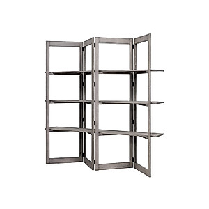 Martin Furniture Woodford Solid Wood Bookcase, Storage Space, Living Room Divider, Book Shelves, Gray