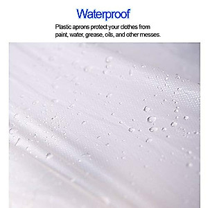 hapray 50 Pieces Disposable White Plastic Aprons, 46 inches x 28 inches Waterproof Polyethylene Perfect for Cooking Painting Arts n' Crafts and More