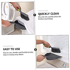 COOLHIYA 1 Set Broom Cleaning Brush Handle Computer Broom Mini Broom Dustpan Car Air Outlet Pet Brush Desktop Broom Mini Dustpan and Broom Duster Keyboard Pet Dustpan Green