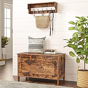 HOOBRO Storage Chest, Retro Toy Box Organizer with Safety Hinge, Entryway Storage Bench Supports 220 lb, 29.9 x 15.7 x 18.9 Inches, Toy Chest, Wooden Look, Easy Assembly, Rustic Brown BF75CW01G1