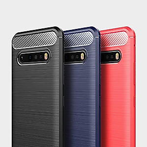 Grandcaser Case for LG V60 ThinQ 5G Ultra Slim Carbon Fiber TPU Soft Anti-Scratch Shockproof Protection Cover for LG V60 ThinQ 5G 6.8" -Black