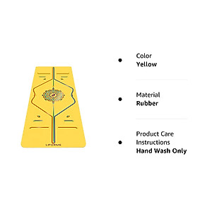 LIFORME Printed Yoga Mat & Travel Mat Bundle Pack – Patented Alignment System, Eco-Friendly, Non-Slip Warrior-Grip, Made with Natural Rubber, Thick, Sweat Resistant, Comfortable - Yellow/Yellow