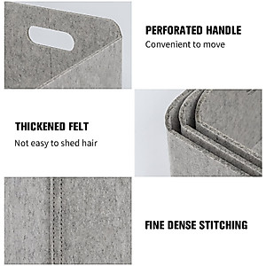 QIANG KUN 3-Piece Storage Baskets,Felt Foldable Storage Bins With Handles,Large Baskets For Toys Clothing Sundries Organizing（Grey）