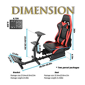 Anman G920 Racing Simulator Cockpit With Gaming Seat Fit for Logitech G25 G27 G920 G29, Thrustmaster Tx 458, T500 RS,PC, PS4 Adjustable Racing Simulator Mount Wheel Shifter Pedals NOT Included