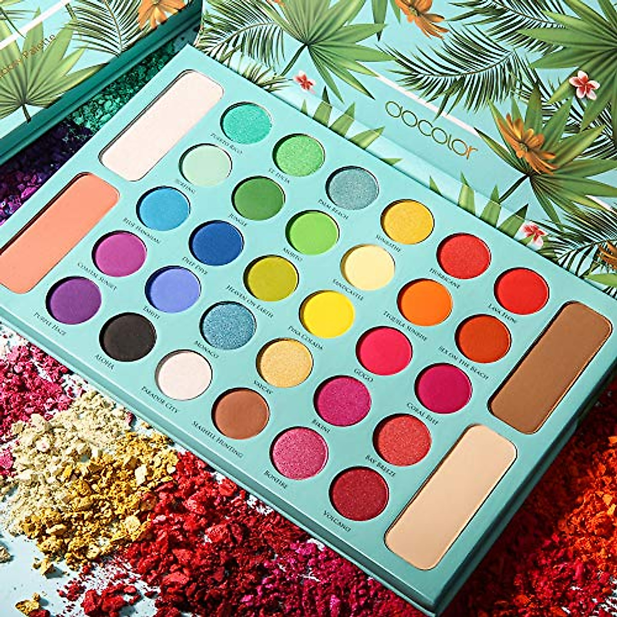 docolor Eyeshadow Palette Shimmer Matte Highly Pigmented Eye Shadow Natural Warm Glitter Long Lasting Waterproof, Professional Contour & Highlight Powder Tropical Makeup Palette (34 Color)