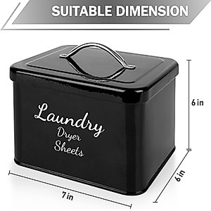 Creproly Dryer Sheet Holder Dispenser Farmhouse Metal Dryer Sheet Container with Lid for Laundry Room Decor and Space Saving Laundry Room Organization and Storage (Black)