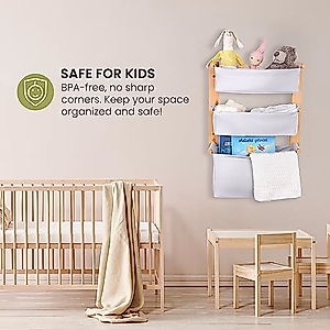 Wall Hanging Basket for Organizing, Hanging Wall Baskets for Storage, Wall Basket for Bathroom, Bedroom, Kid Playroom, Hanging Fruit Basket for Kitchen, Woven Fabric Wall Basket, Knitting Basket /LGray