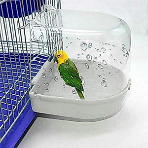 MNTT Hanging Bird Bath Cage,Pet Cleaning Cage Accessories Plastic Box Parrot Bathing for Pet Shower Bird Bathtub Birdbath(White)