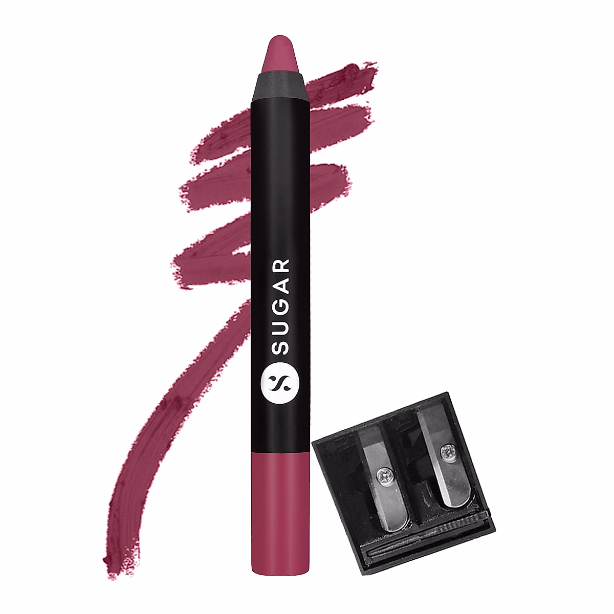 SUGAR Cosmetics Matte As Hell Crayon Lipstick32 Miss Rosa (Dusky Rose) with SharpenerHighly pigmented, Creamy Texture, Long lasting Matte Finish