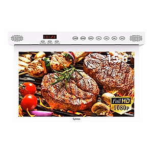 SYLVOX 15.6 inch Smart TV for Kitchen, 1080P FHD RV TV Under Cabinet Television, Smart Android TV Rotated & Folded, Support Google Assistant WiFi Bluetooth, Small TV for Kitchen, Bedroom, RV Camper
