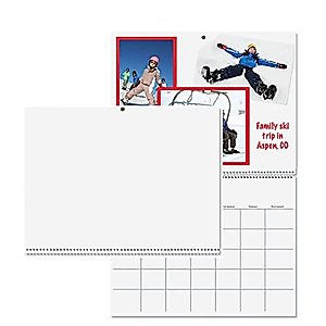 Blank Scrapbook Wall Calendar, Undated, 12-Inch x 9-Inch Size Closed, 18-Inch Size Open, Large Bookstore-Quality, DIY Spiral-Bound Hanging Monthly Calendar for Kitchen & Office, by Current