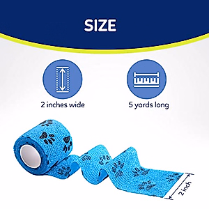 WePet Pet Wrap, Self-Adhesive Non-Woven Tape for Dog Legs, Paws, Wounds, First Aid Cohesive Gauze for Horse, Cat, Bird, Animal, 8 Rolls, 2 Inch, Claw