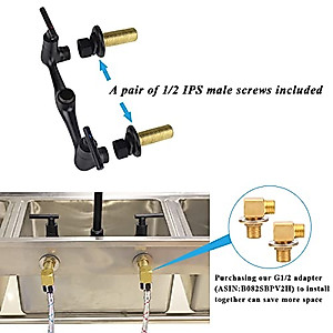 RWUSNX Matte Black 8 Inch Center Wall Mount Faucet with 6" Gooseneck Swivel Spout, 2-Handle Commercial Kitchen Sink Faucet for Home Restaurant Kitchens (Chrome Finish)