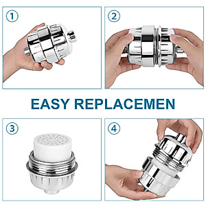 FEELSO 2 Pack 15 Stages Replacement Filters for Hard Water Remove Chlorine and Harmful Substances