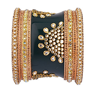 Efulgenz Traditional Indian Wedding Bangles CZ Crystal Bridal Bracelet Bangle Set for Women (Pcs)