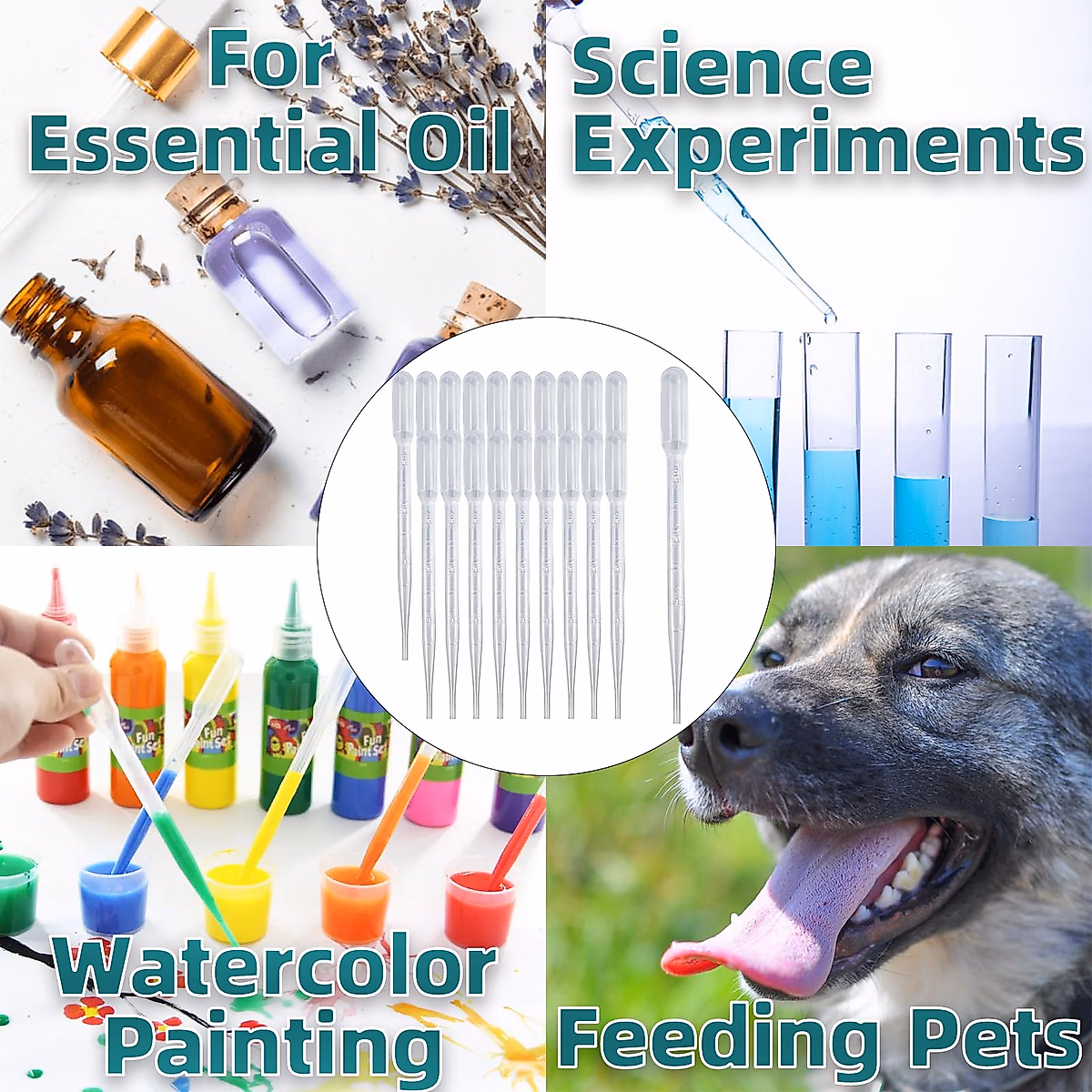 Zkupanx 20 PCS 3ml Dropper Pipettes - Disposable Pipettes Dropper for Accurate Liquid Transfer, Perfect for Essential Oils, Resin, Crafts, Labs, Kids Activities - Plastic Pipette, Droppers