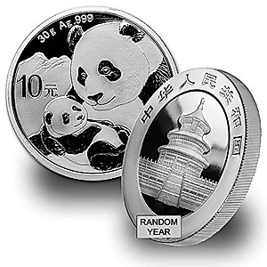 2016 - Present (Random Year) Lot of (5) 30 Gram Chinese Silver Panda with Certificates of Authenticity 10 Yuan ¥10 BU