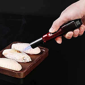 REDBANK Torch Lighter， Butane Lighters，Refillable Torch Lighter，Windproof Butane Refillable Gas Long Lighter (Butane Gas Not Included) (RED-Long)