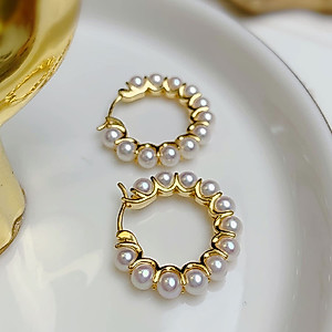 Pearl Hoop Earrings for Women Fashion Dangle Hypoallergenic Layer Earrings Drop Dangle Earrings Gifts for Women