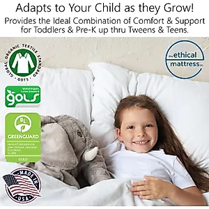 ETHICAL MATTRESS CO 6" Kid’s Mattress, Toxin-Free, Made in the USA with Organic Cotton, Wool, Latex & Pocketed Coils (Mattress-in-a-Box); perfect for bunk beds, trundles & platform beds - Twin XL size