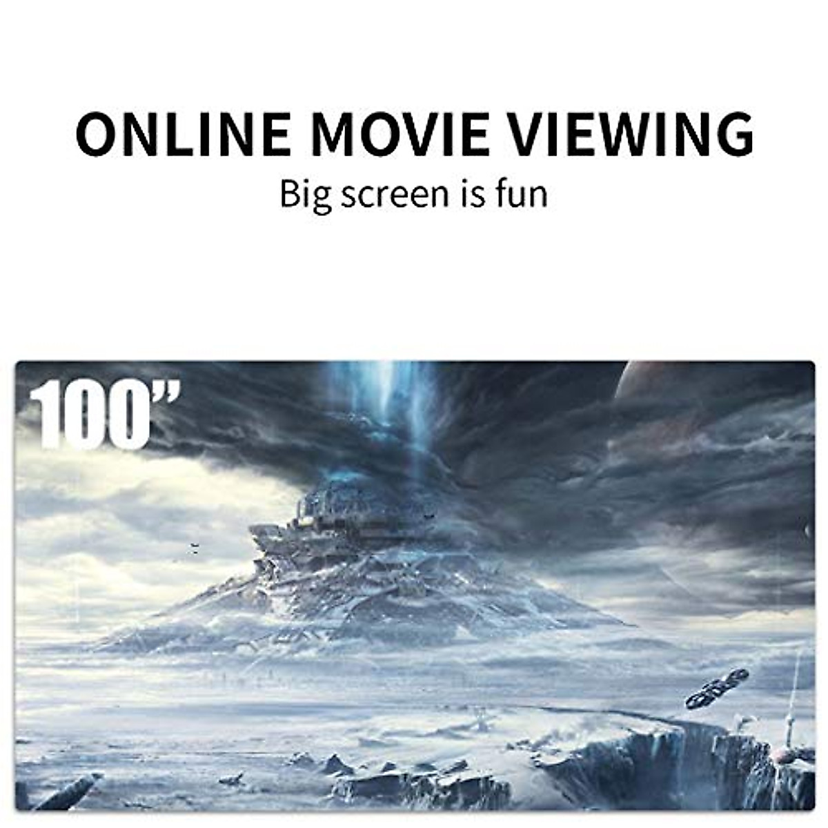 1080P 12000Lumen Cinema LED for Android BT HD Home 4K 3D HDMI Projector WiFi LED Light Red Christmas Lights Outdoor White Wire (Black, One Size)