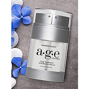 AGE Control Dual Treatment Anti Glycation Serum: Look 8-10 Years Younger In 60 Days. Reduce Discoloration & Dark Spots, Lifting, Firming, Brightening, Hydrating, Anti-Wrinkle, Non Greasy