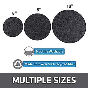 Drymate Plant Coaster Mat Reversible, Charcoal/Brown, (6”, 8”, 10”), (Set of 12), (4 of Each Size), Round/Fabric, Absorbent/Waterproof - Protects Surfaces, Contains Liquids (USA Made)