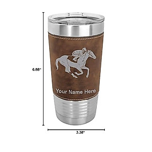 LaserGram 20oz Vacuum Insulated Tumbler Mug, Horse Racing, Personalized Engraving Included (Faux Leather, Rustic)
