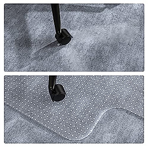 WASJOYE Carpet Chair Mat, Transparent PVC Floor Protector Cover Rug Clear Mat with Non-Slip Studded Lip, Heavy Duty for Home Computer Desk Rolling Chair, Easy Expanded