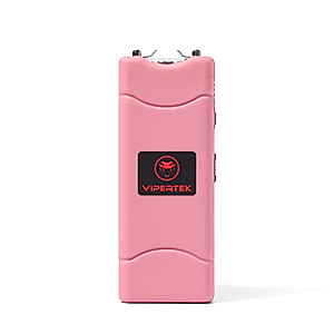 VIPERTEK VTS-881 Micro Stun Gun for Self Defense Rechargeable with LED Flashlight, Pink
