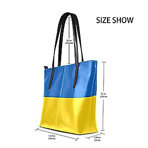 ODAWA Ukraine Flag Inscription Tote Handbag for Women with Zipper Big Capacity Shoulder Bag Top Handle Satchel Purse Wallet