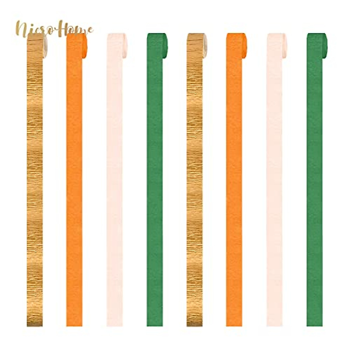 NICROHOME Little Cutie Baby Shower Decorations, 8 Rolls Orange Green Crepe Paper Streamers for Birthday Party, Summer Party, Fruit Party
