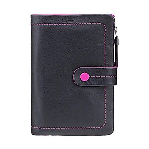 Visconti Malibu M87 Ladies Multi Colored Leather Bi-fold Wallet Purse 4" x 6" (Black Multi)