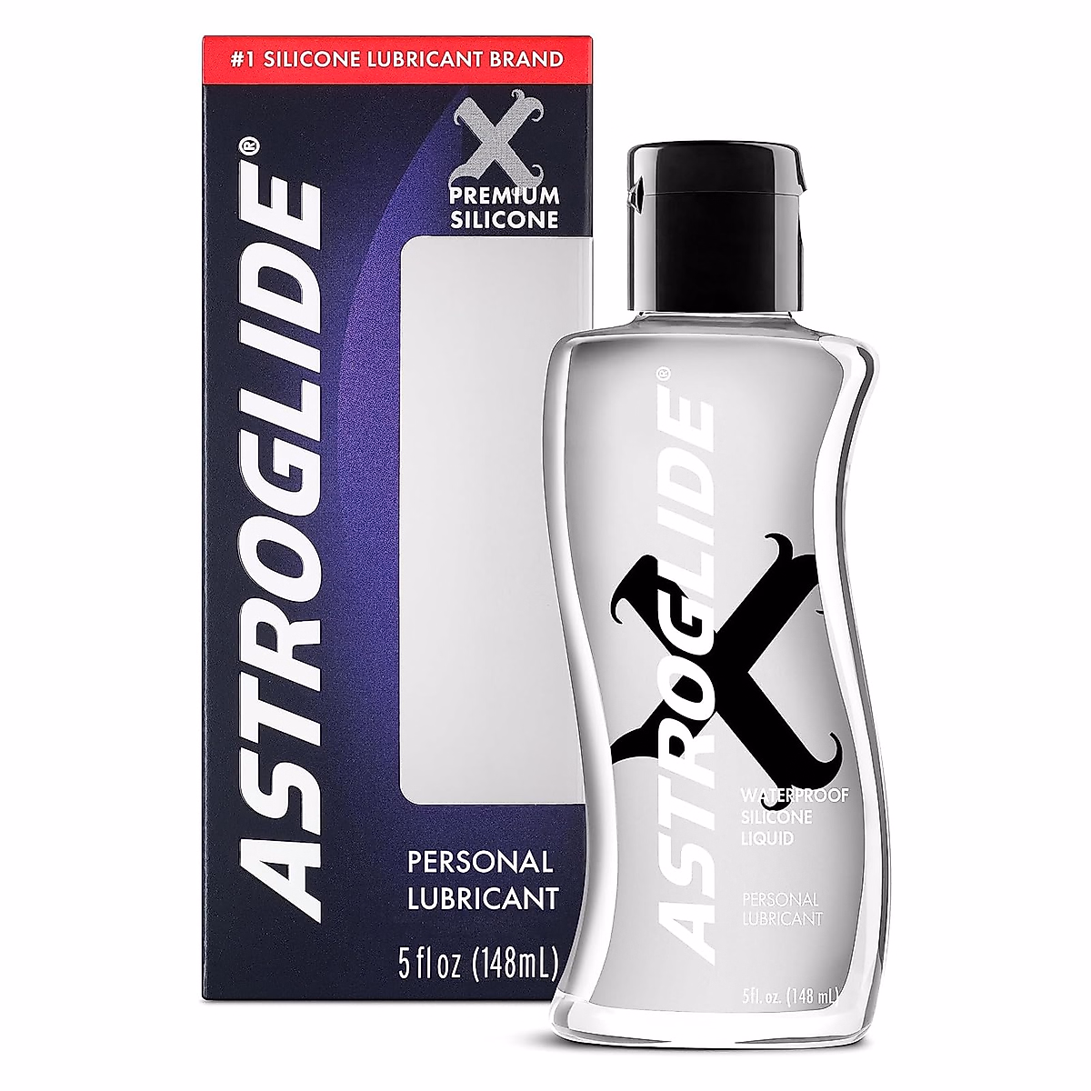 Astroglide Silicone Lube (5oz), X Premium Personal Lubricant, Extra Long-Lasting Silky Lube, Waterproof