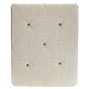 White Burlap Covered with Criss-Cross Twine Bulletin Picture & Memo Board, 19.75 x 15.75