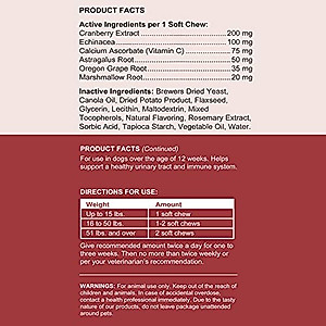 Chew + Heal UTI Treatment Cranberry Chews for Dogs - 120 Soft Chews - Supports Healthy Urinary Tract and Bladder Function - Corrects Imbalances - with Echinacea and Vitamin C