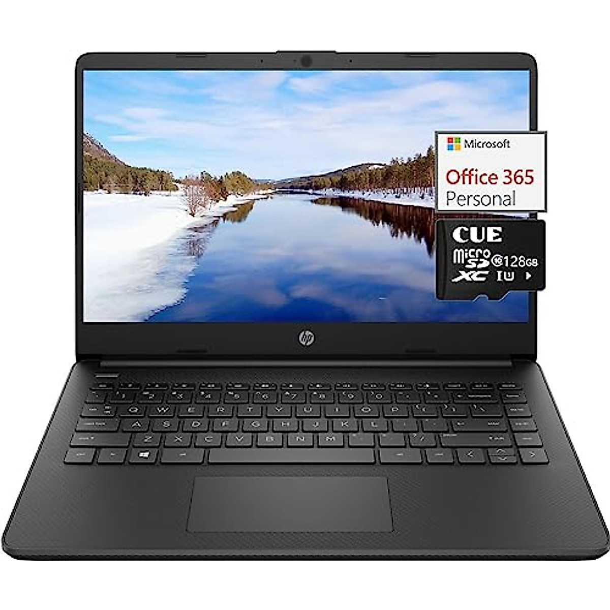 HP Newest 14" Ultral Light Student Laptop, Intel N4120 Quad-Core(> N4020), 8GB RAM, 192GB Storage(64GB eMMC+128GBSD Card), One Year Office 365, WiFi, Webcam, HDMI, USB-A&C, Win 11